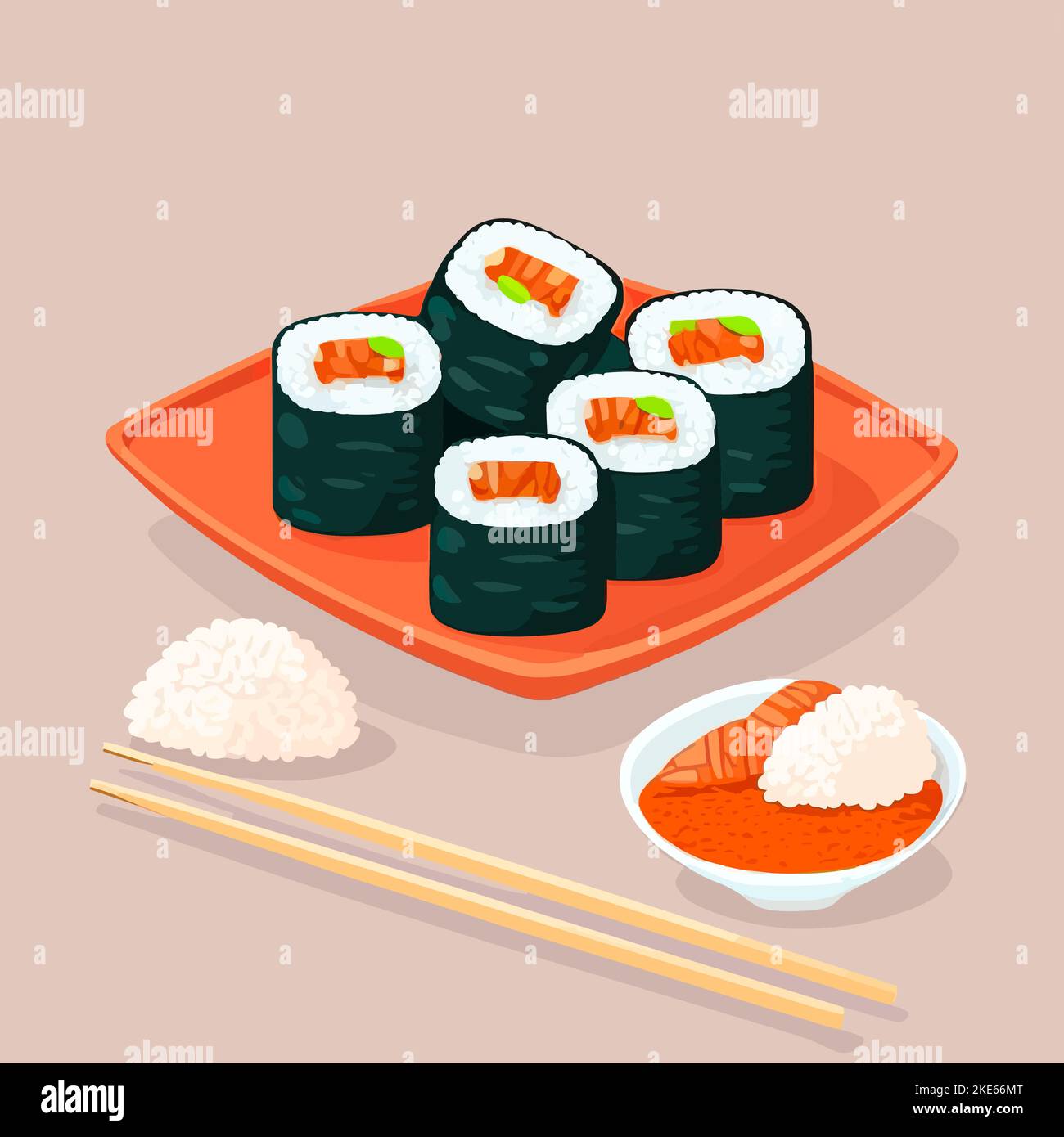 Food art colorful sushi Stock Vector Images - Alamy
