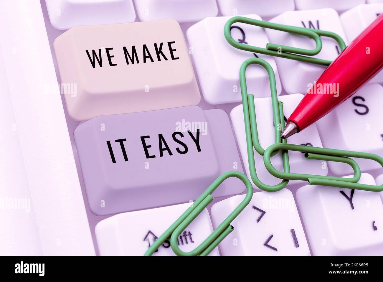 Text sign showing We Make It Easy. Concept meaning Offering solutions ...