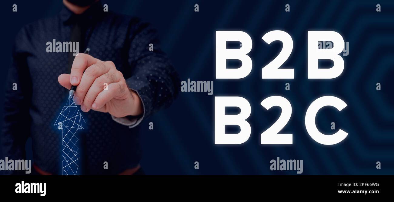 Hand writing sign B2B B2C. Business approach two types for sending ...