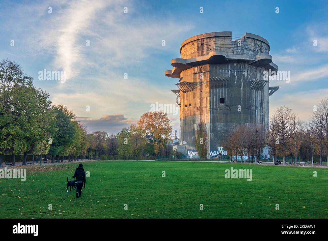 Wien, Vienna: Flak Tower (Battle Tower) of WWII, park Augarten in 02 ...