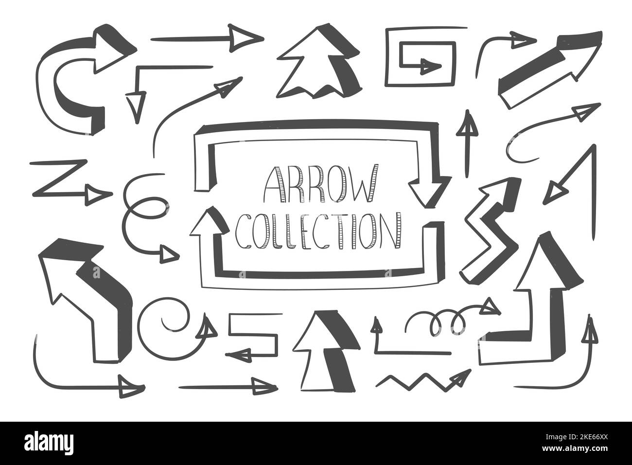 Doodle vector arrows. Collection of hand drawn arrows. Handmade sketch ...