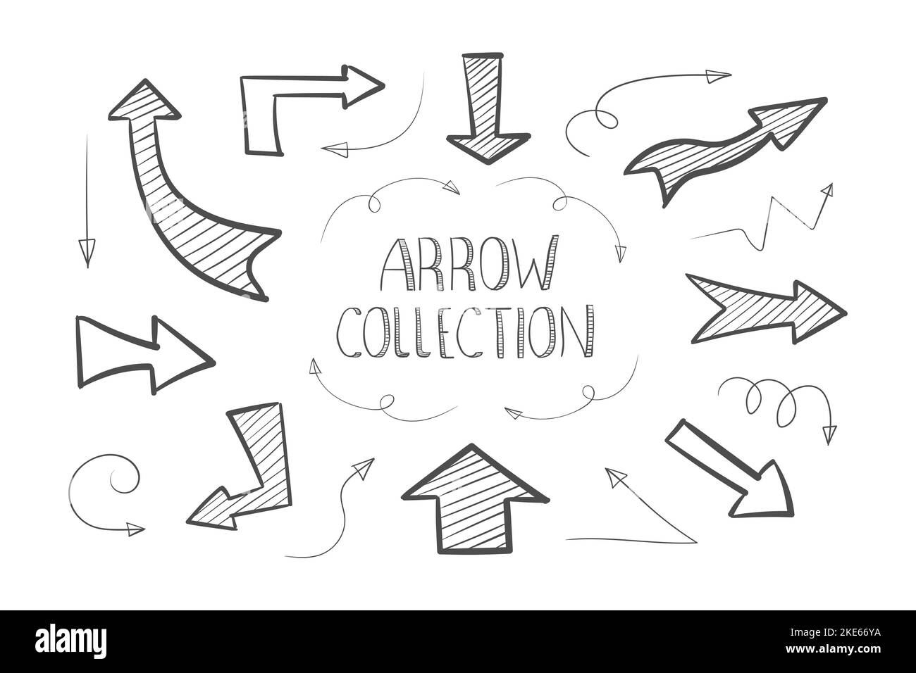 Arrows icons. Collection of hand drawn arrows. Handmade sketch. Arrows ...