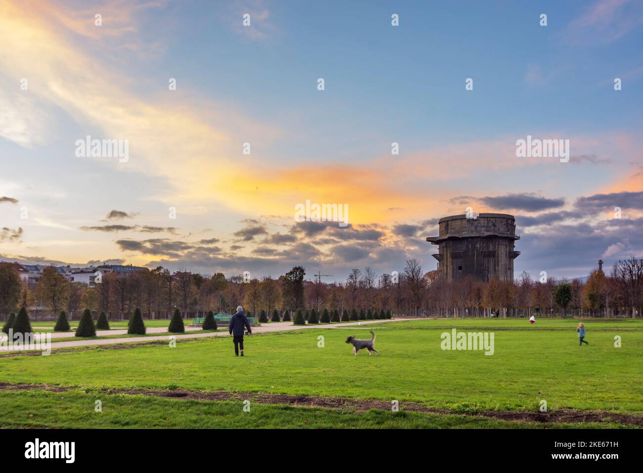 Wien, Vienna: Flak Tower (Battle Tower) of WWII, park Augarten in 02 ...