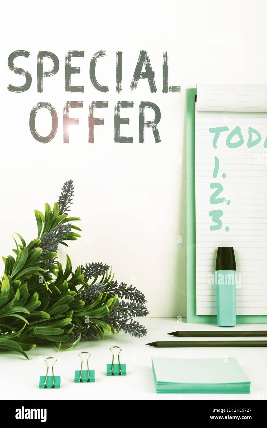 Sign displaying Special Offer. Concept meaning selling product or ...