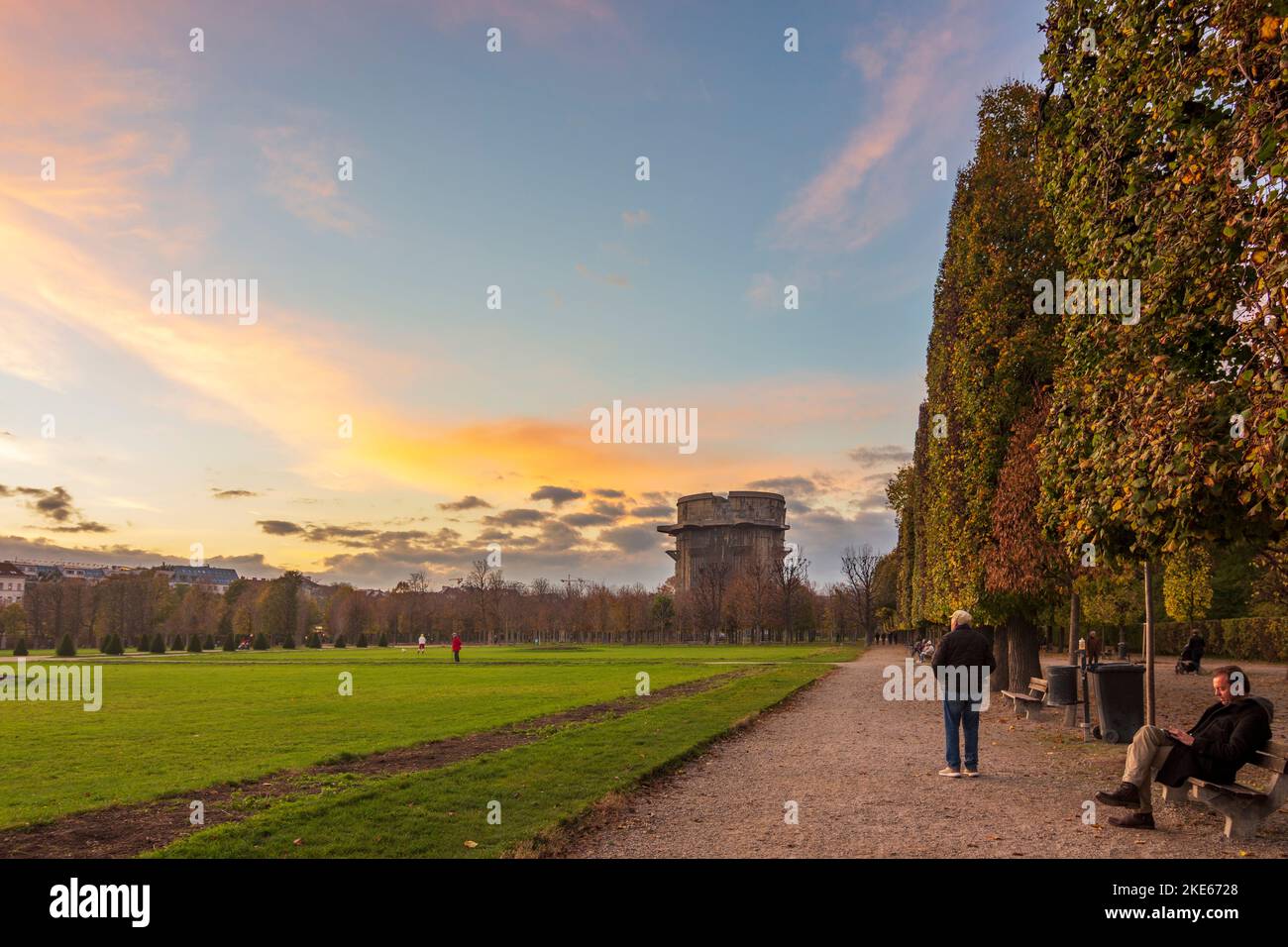 Wien, Vienna: Flak Tower (Battle Tower) of WWII, park Augarten in 02 ...