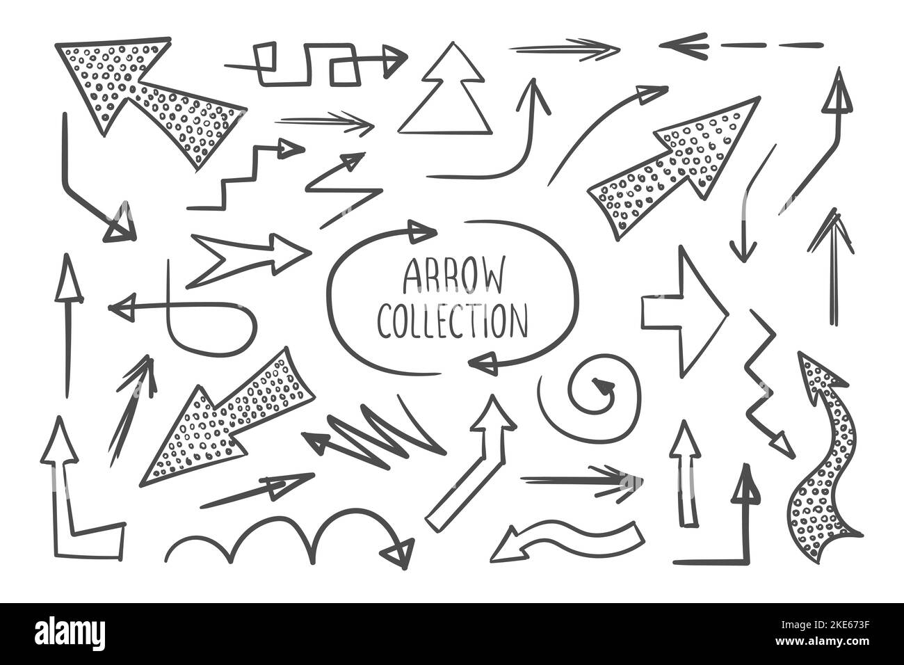 Doodle vector arrows. Collection of hand drawn arrows. Arrows icons set ...