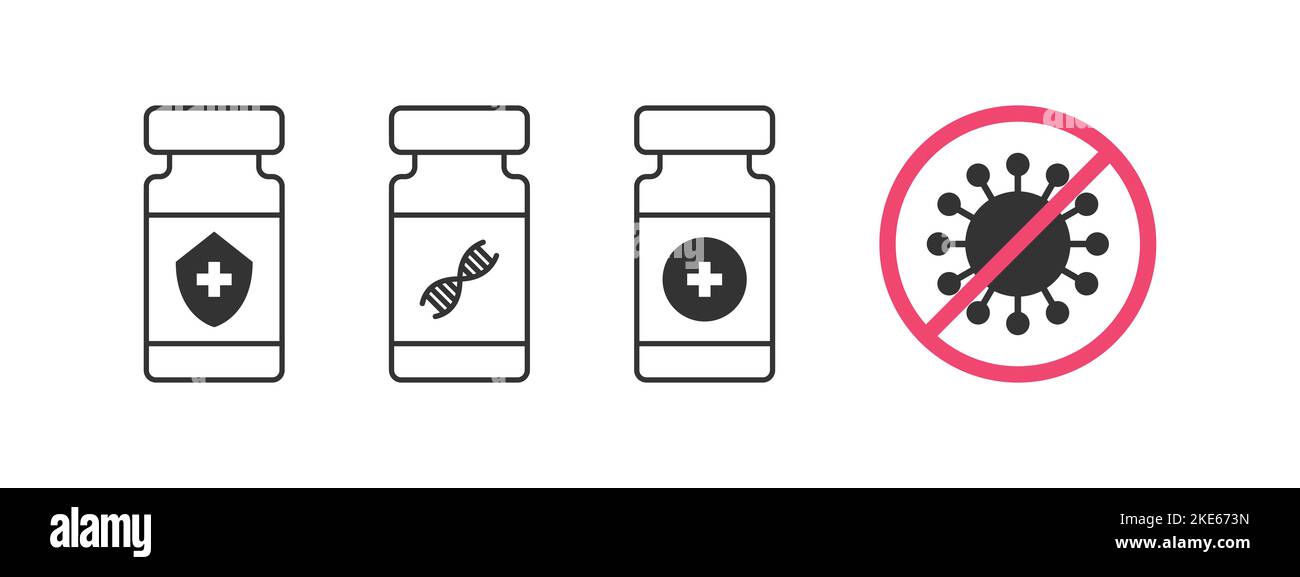 Vaccine icons. Vaccination concept. Immunization campaign. Vaccine shot ...