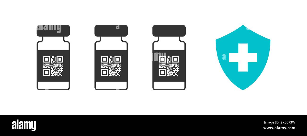 Vaccination concept. Immunization campaign. Vaccine shot with QR-code ...