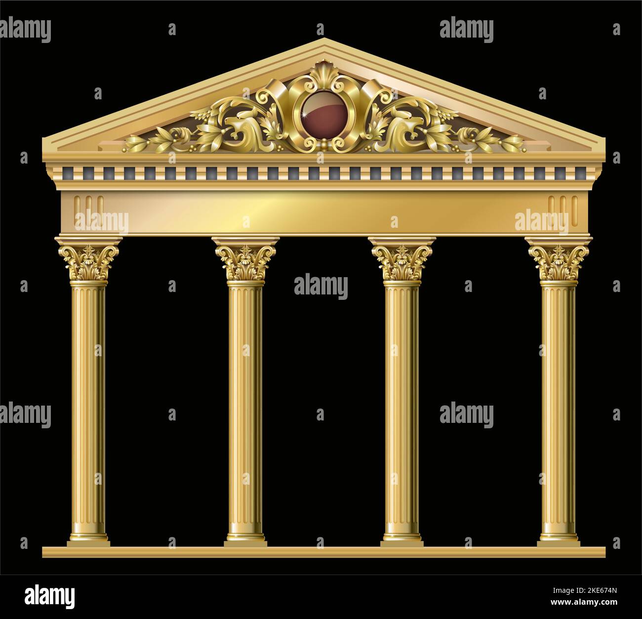 Golden vintage arch portal Baroque facade arcades Stock Vector Image ...