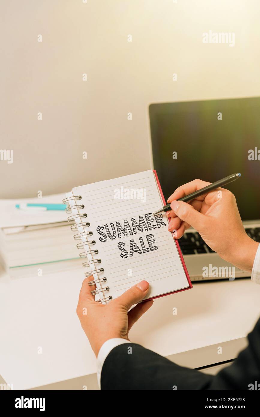 Hand writing sign Summer Sale. Business overview a special type of ...