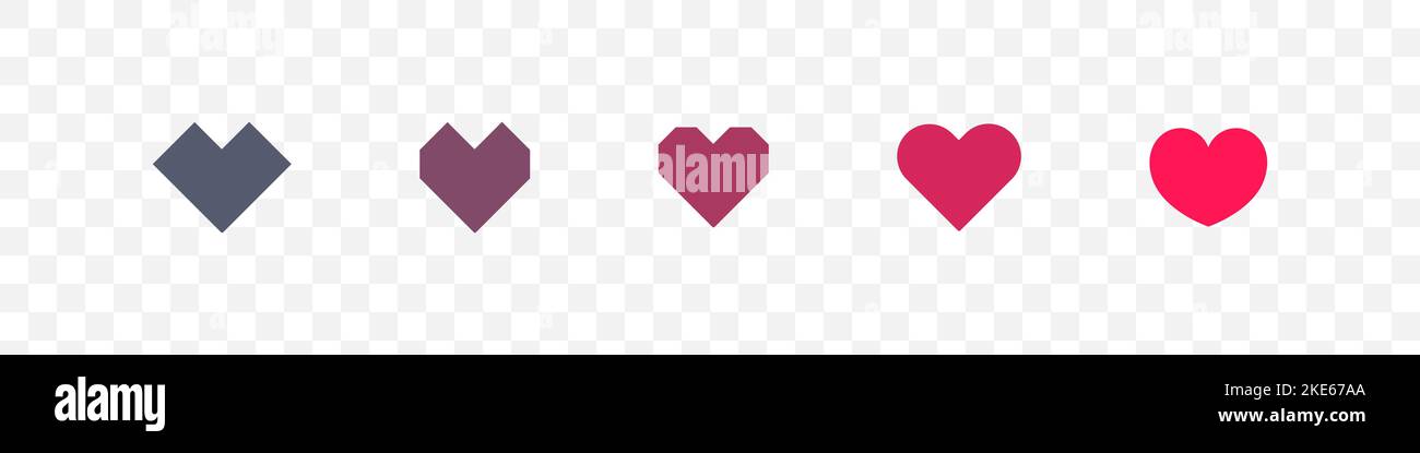 Evolution of hearts icons. Heart icons on transparent background. Flat ...
