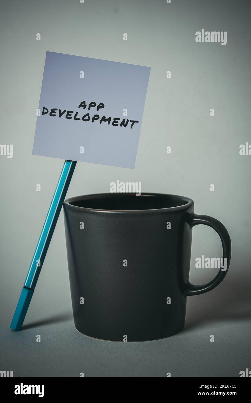 Handwriting text App Development. Business approach producing computer ...