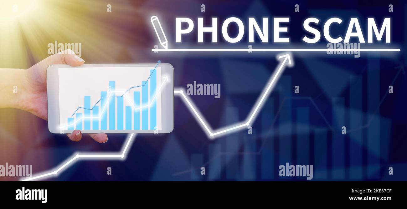 Sign displaying Phone Scam. Business idea getting unwanted calls to promote products or service ...