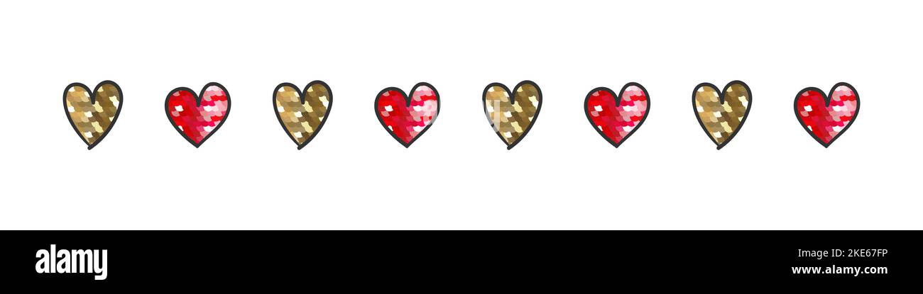 Hearts set. Hearts with glitter. Valentine's Day hearts. Trendy design ...