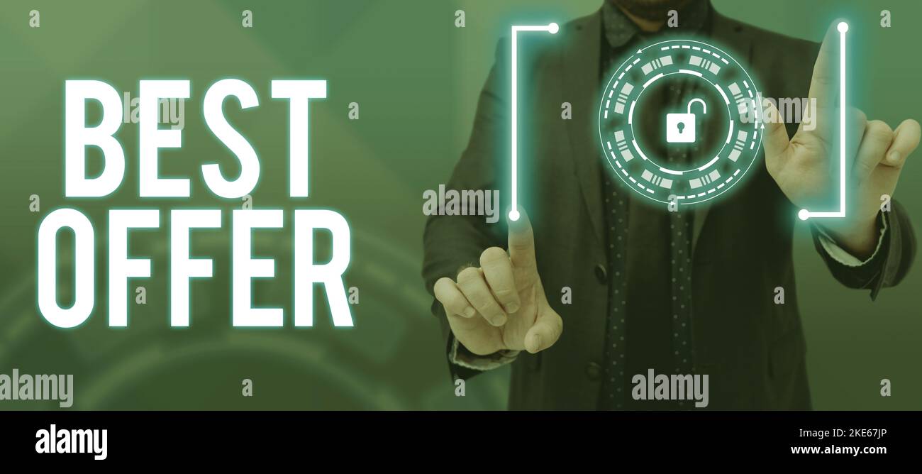 Writing displaying text Best Offer. Word Written on To convince someone ...