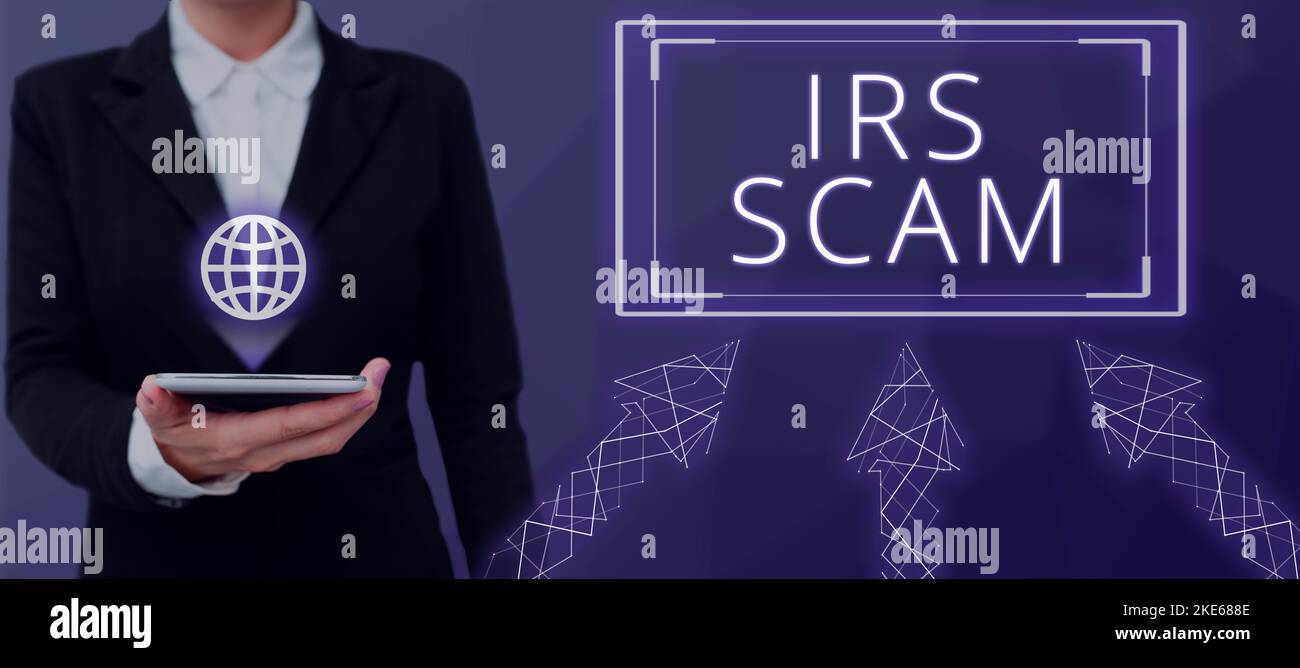 Handwriting text Irs Scam. Word for targeted taxpayers by pretending to ...