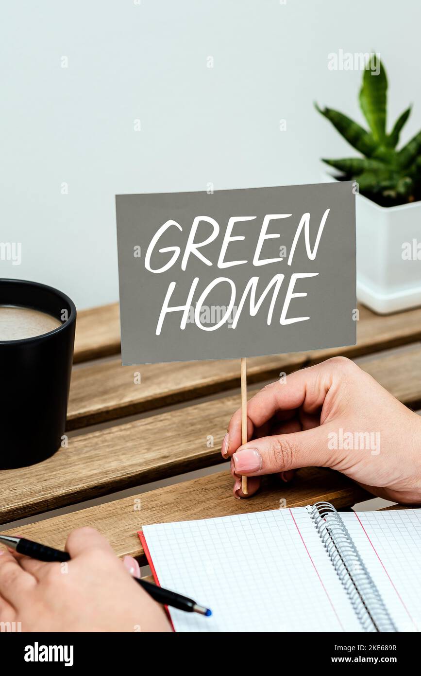 Conceptual display Green Home. Concept meaning An area filled with ...