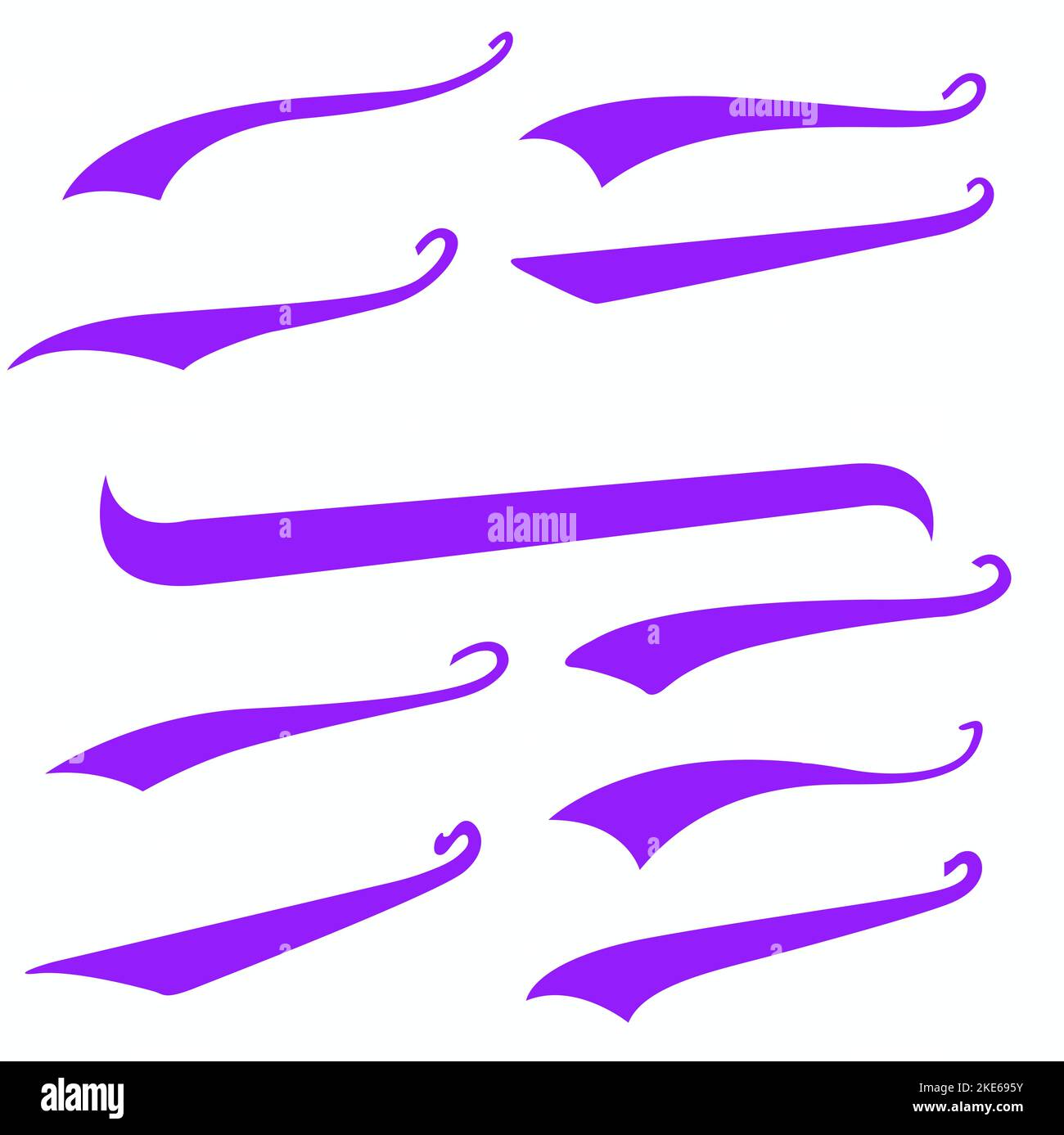 Purple Swirls Swoosh Marks with Vector Hand Drawn Highlighter Accent ...