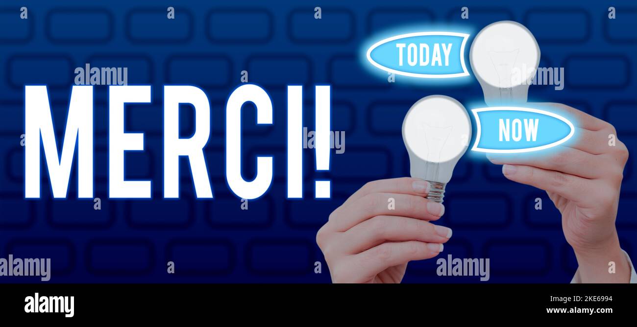 Text showing inspiration Merci. Word Written on thank you in French ...