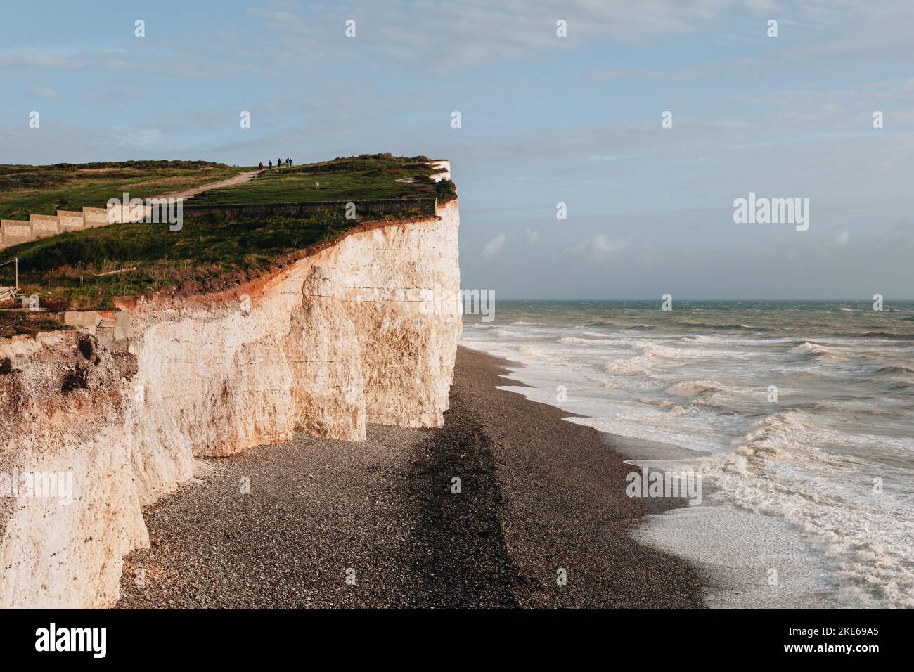 Pebble beach by Seven Sisters chalk cliffs, one of the longest ...