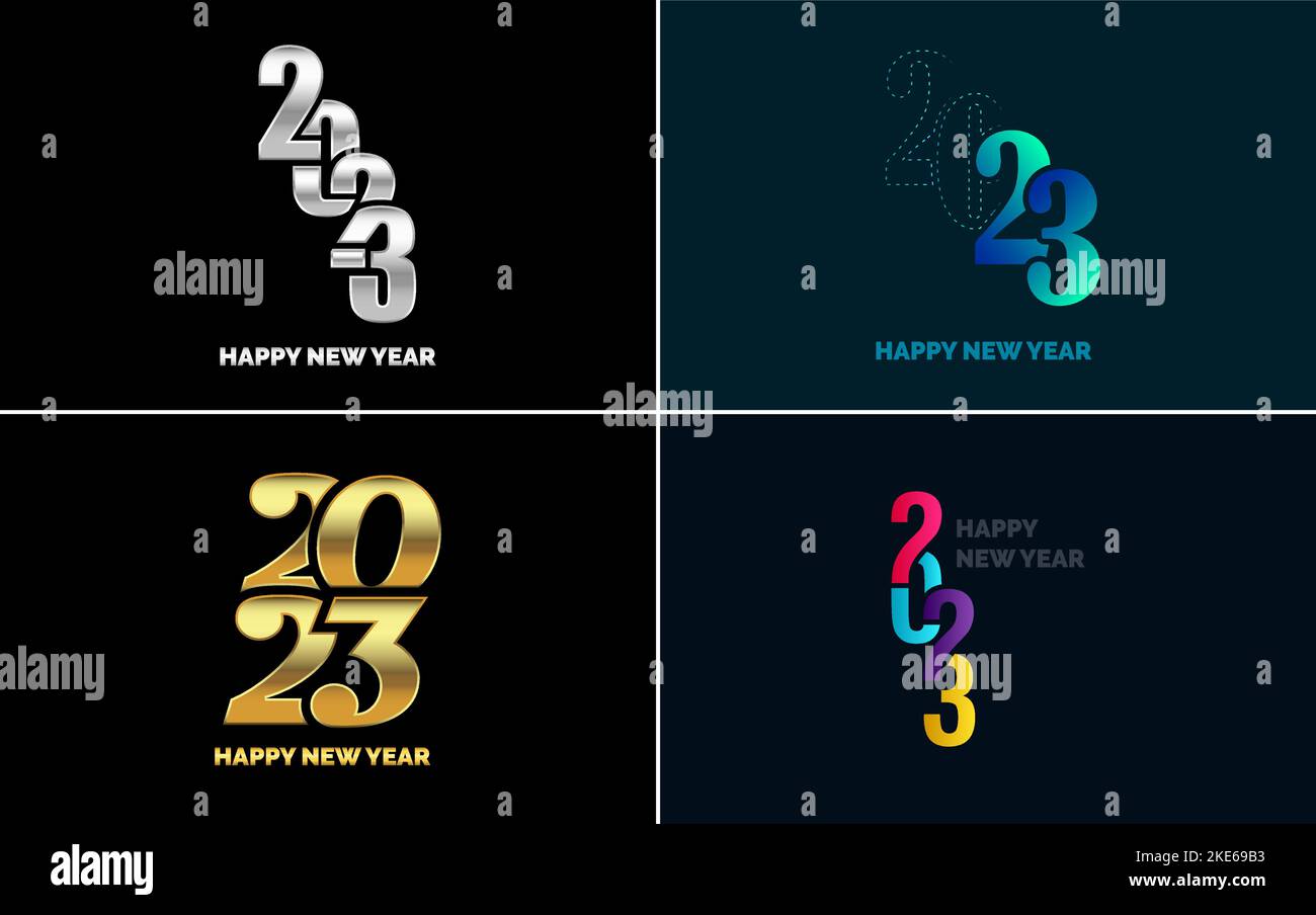 Happy New Year 2023 Text Design Pack For Brochure Design Template
