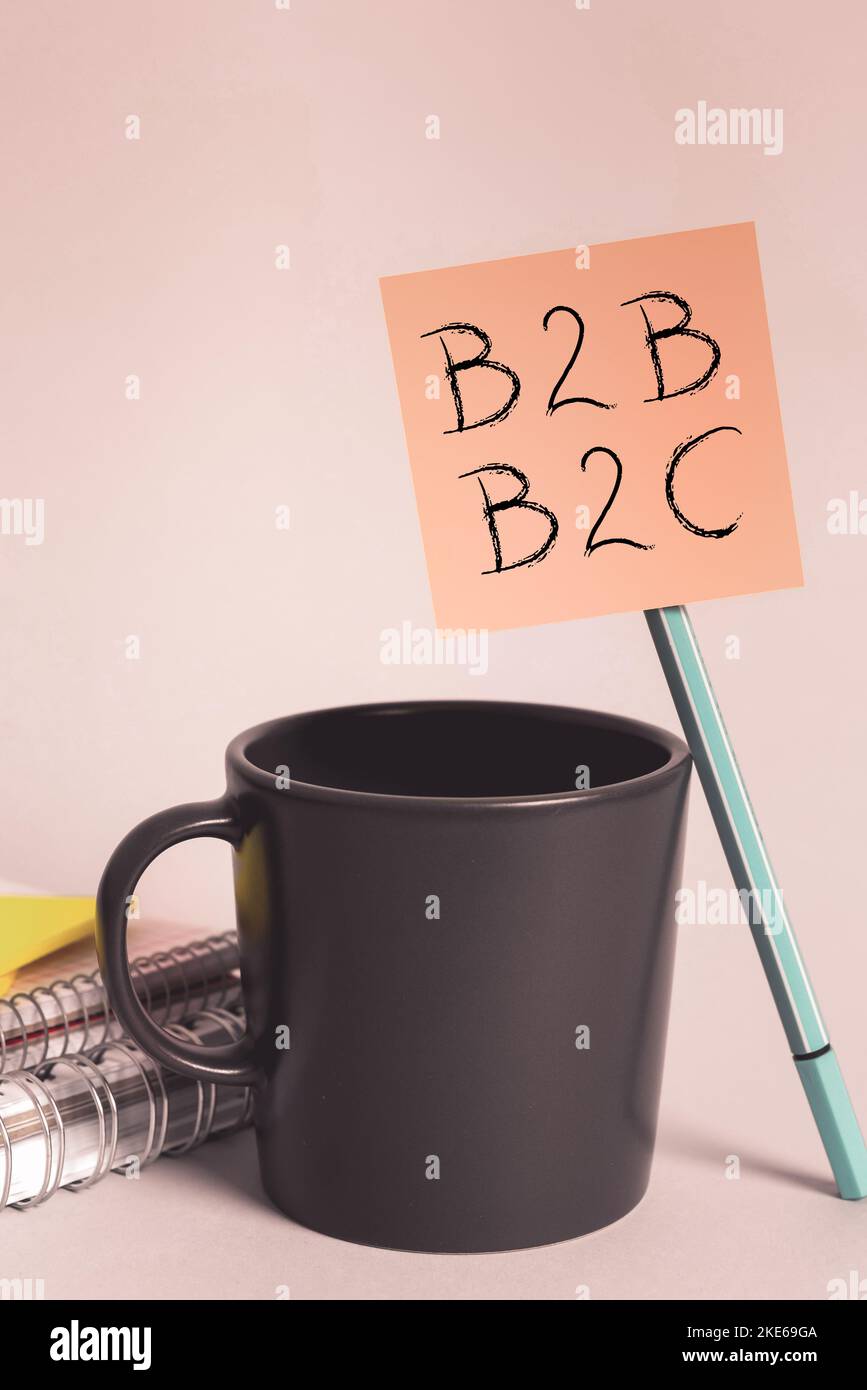Writing displaying text B2B B2C. Business idea two types for sending ...
