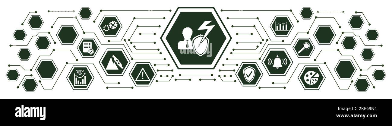 Concept of crisis management with connected icons Stock Photo - Alamy