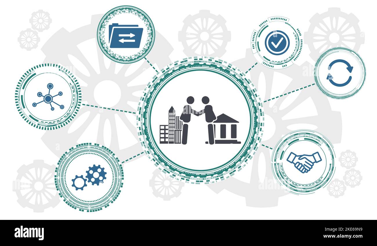 Concept of b2g with connected icons Stock Photo - Alamy