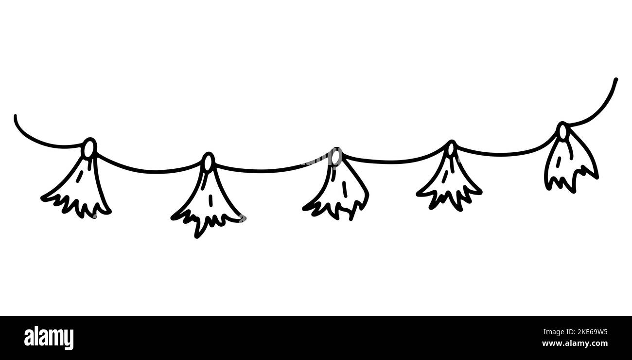 Decorative festive garland isolated on white background. Vector hand ...