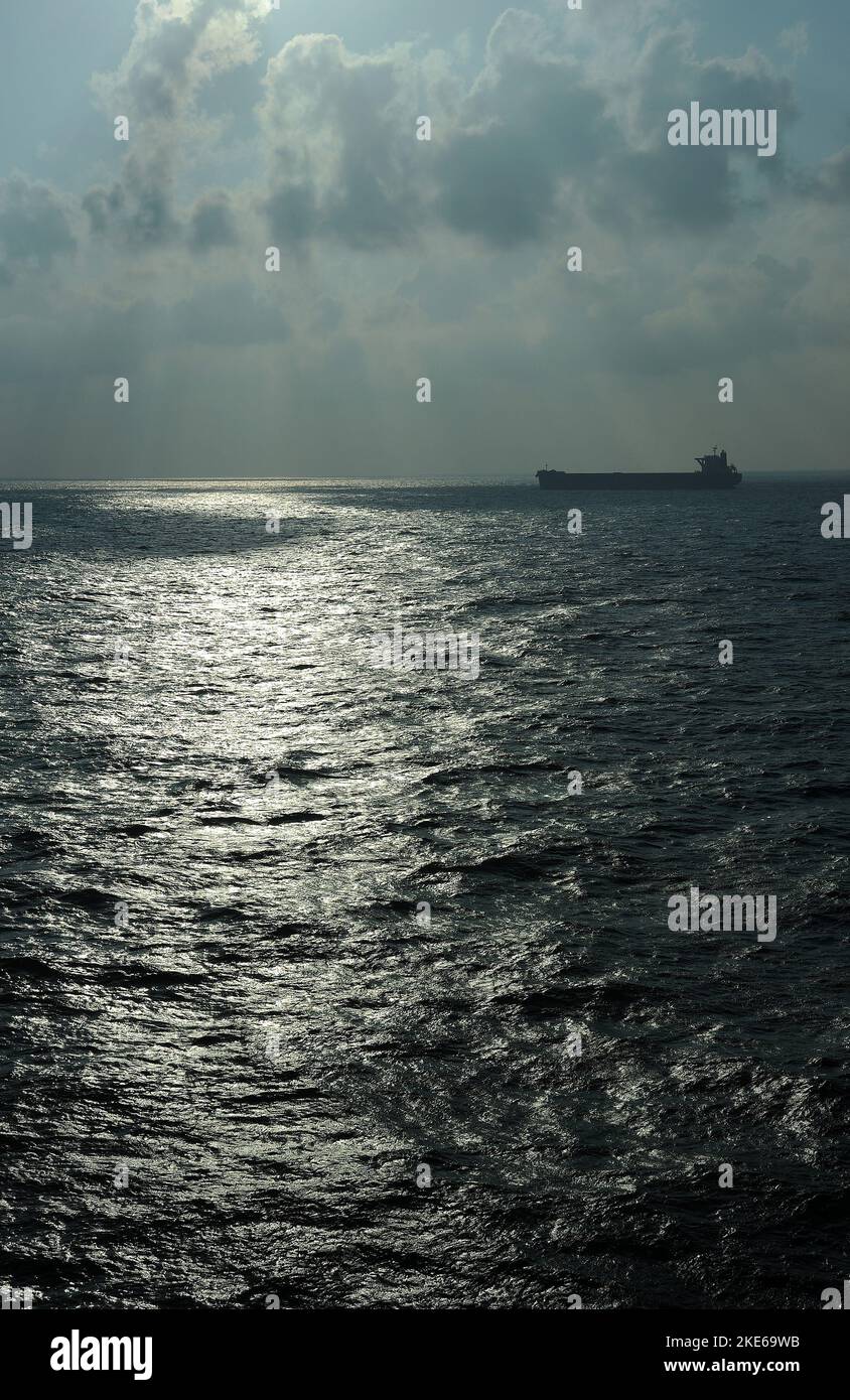 The "Frontier Discovery" in the North Sea. A Bulk Carrier, overall ...