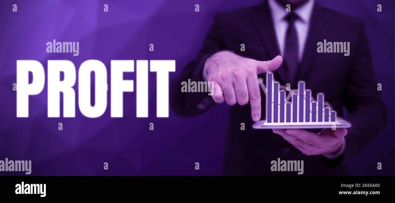 Conceptual caption Profit. Business concept the difference between the ...