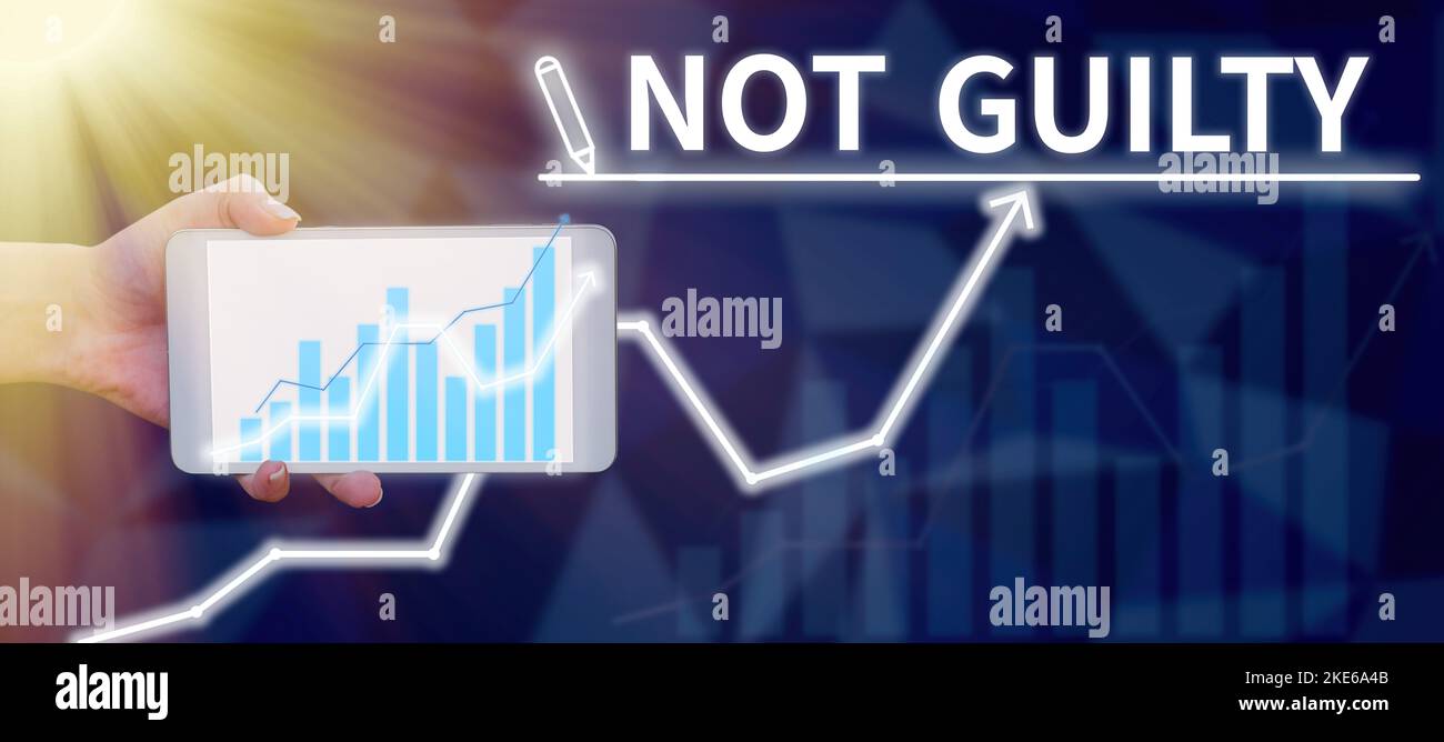 Text caption presenting Not Guilty. Business approach someone is ...
