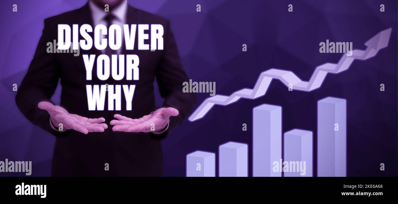 Text showing inspiration Discover Your Why. Business idea knowing the ...