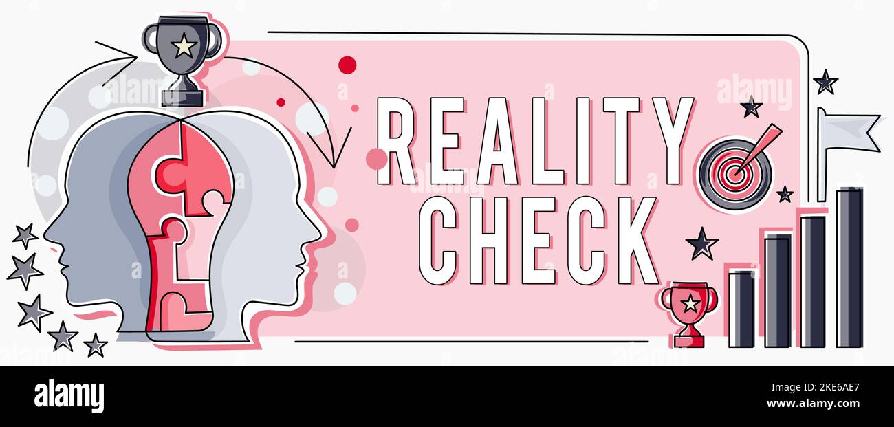 Hand writing sign Reality Check. Internet Concept making the person ...