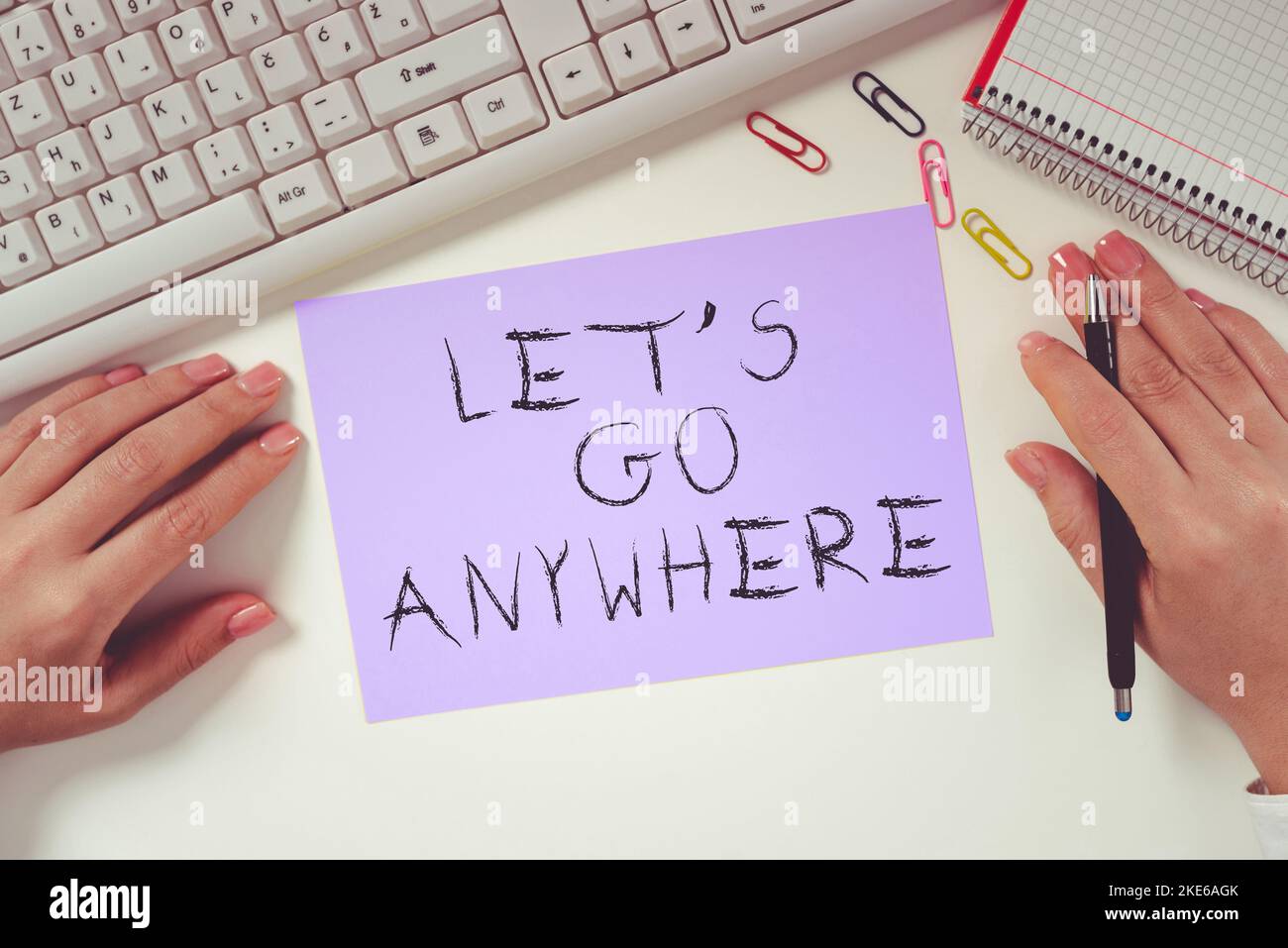 Conceptual caption Lets Go Anywhere. Business showcase visit new places ...