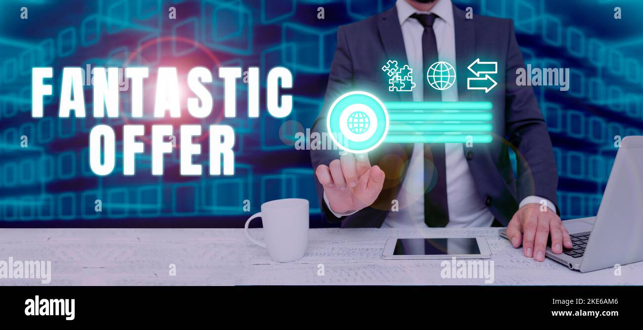Text showing inspiration Fantastic Offer. Business idea a marketing ...