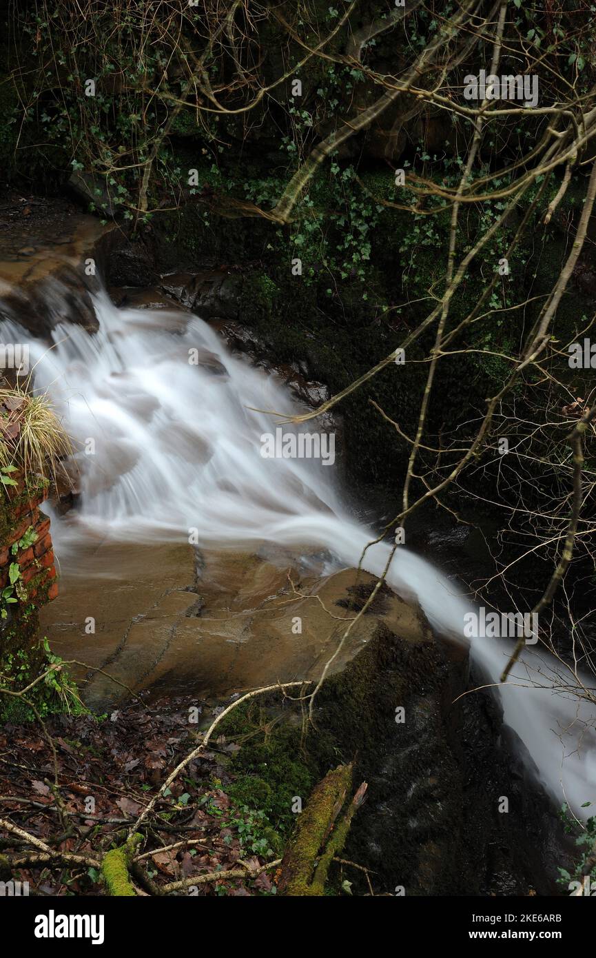 Second waterfall on the Nant Rhyd y Gau. About 12 feet in height Stock ...