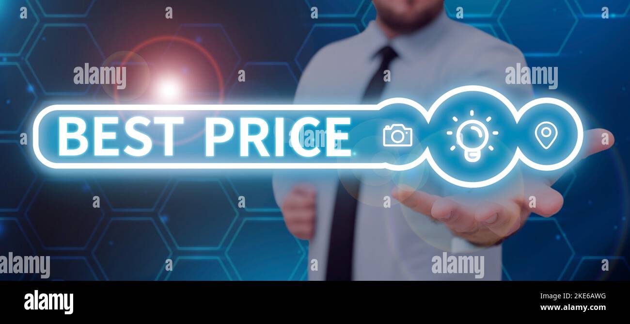 Conceptual caption Best Price. Conceptual photo Buyer or seller can ...