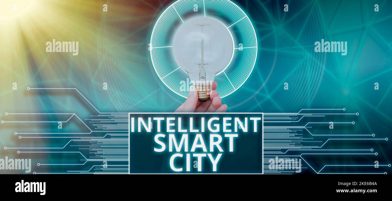 Conceptual caption Intelligent Smart City. Internet Concept Urban ...