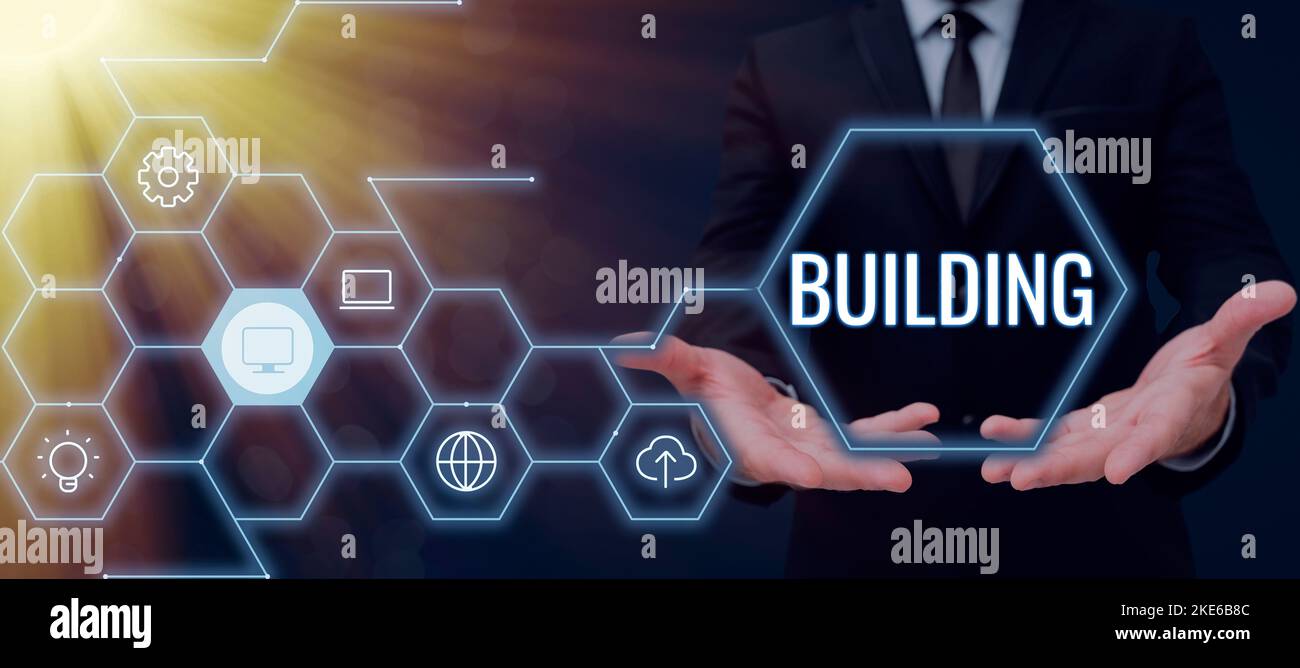 Text caption presenting Building. Business showcase the art or business ...