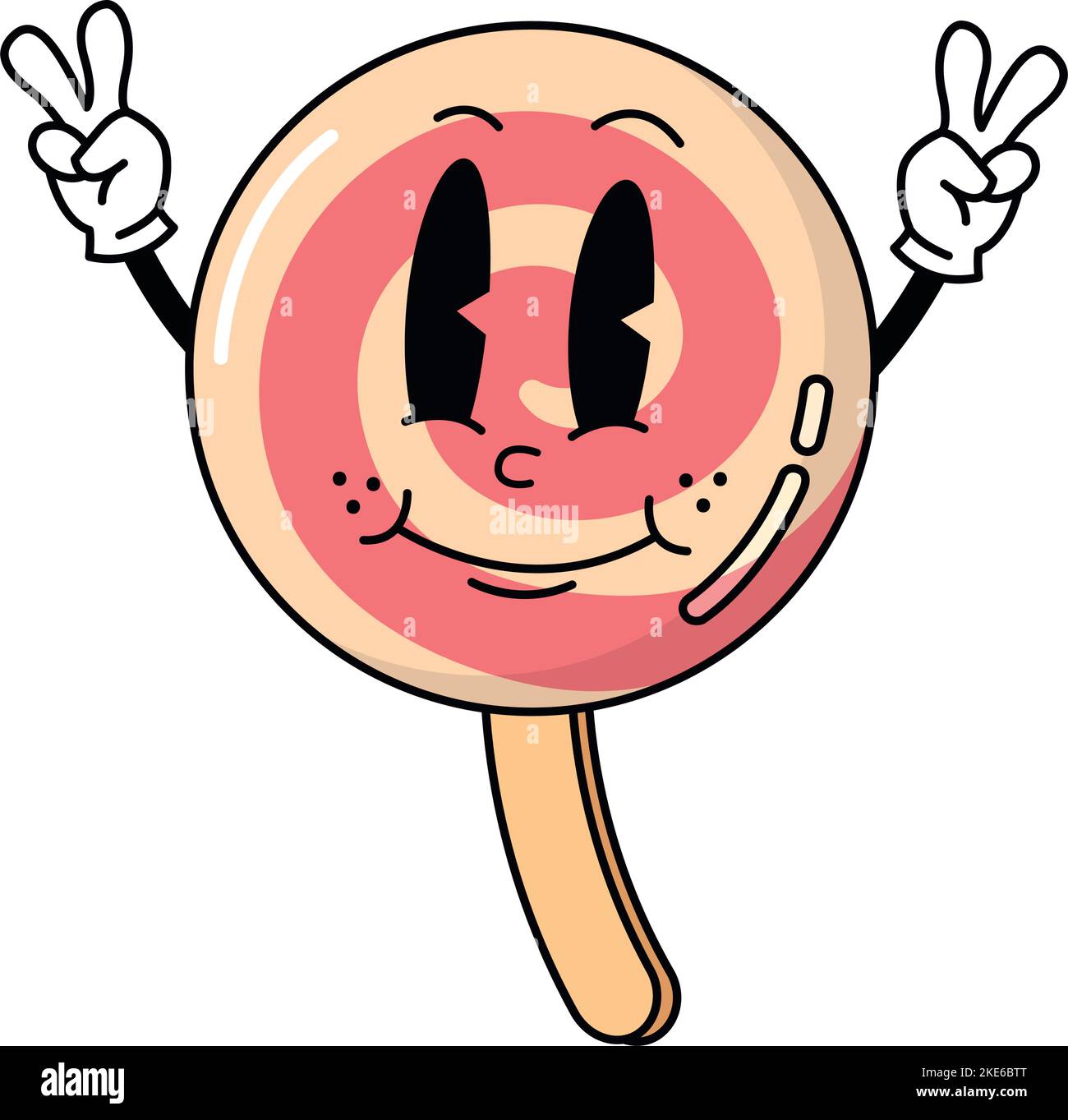 Isolated happy lollipop groovy traditional cartoon Vector Stock Vector ...
