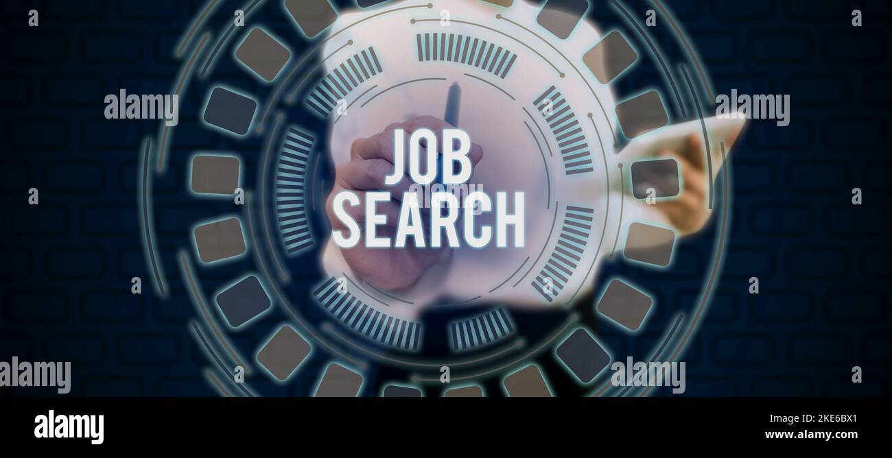 Text caption presenting Job Search. Word Written on An act of person to ...