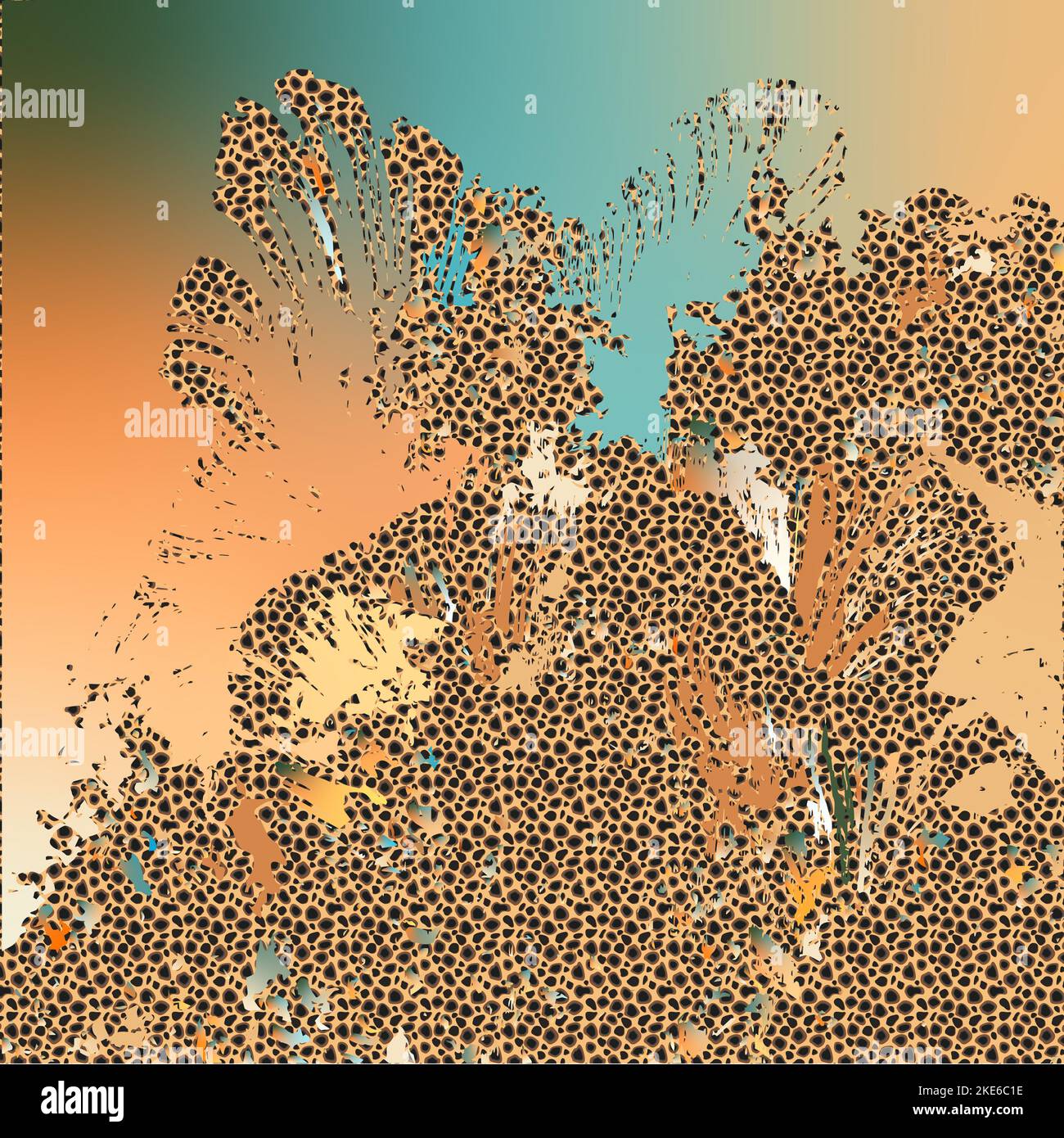 Graphic illustration, floral theme, nature, stylistic processing of the ...