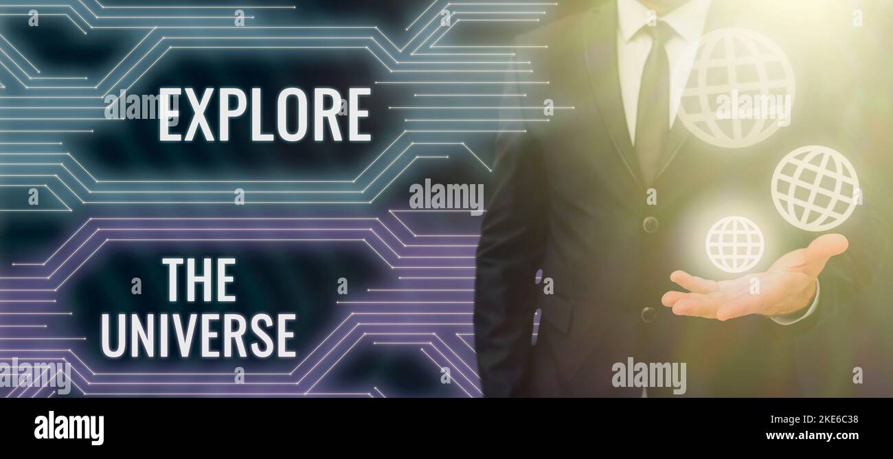 Handwriting text Explore The Universe. Business idea Space and ...