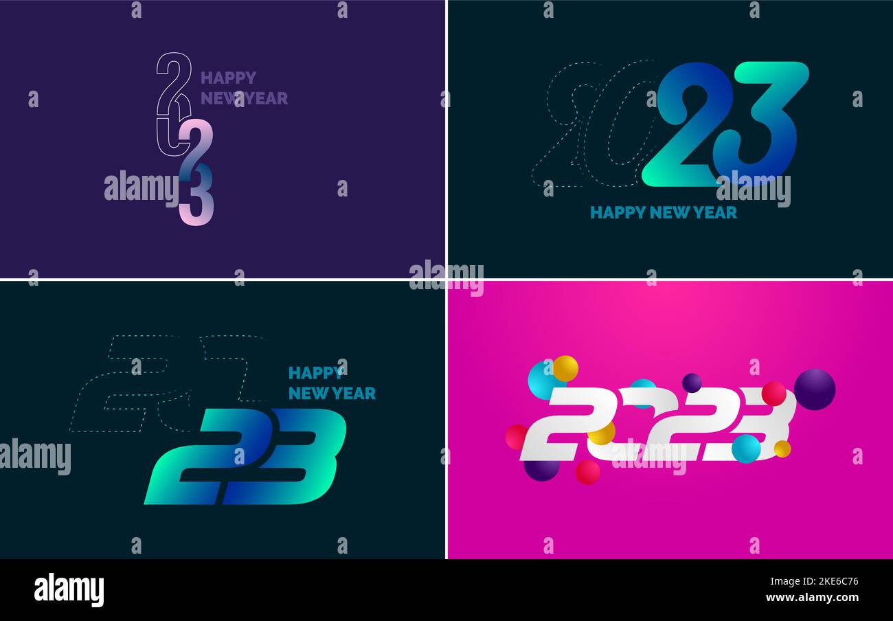 Happy New Year 2023 Text Design Pack For Brochure Design Template