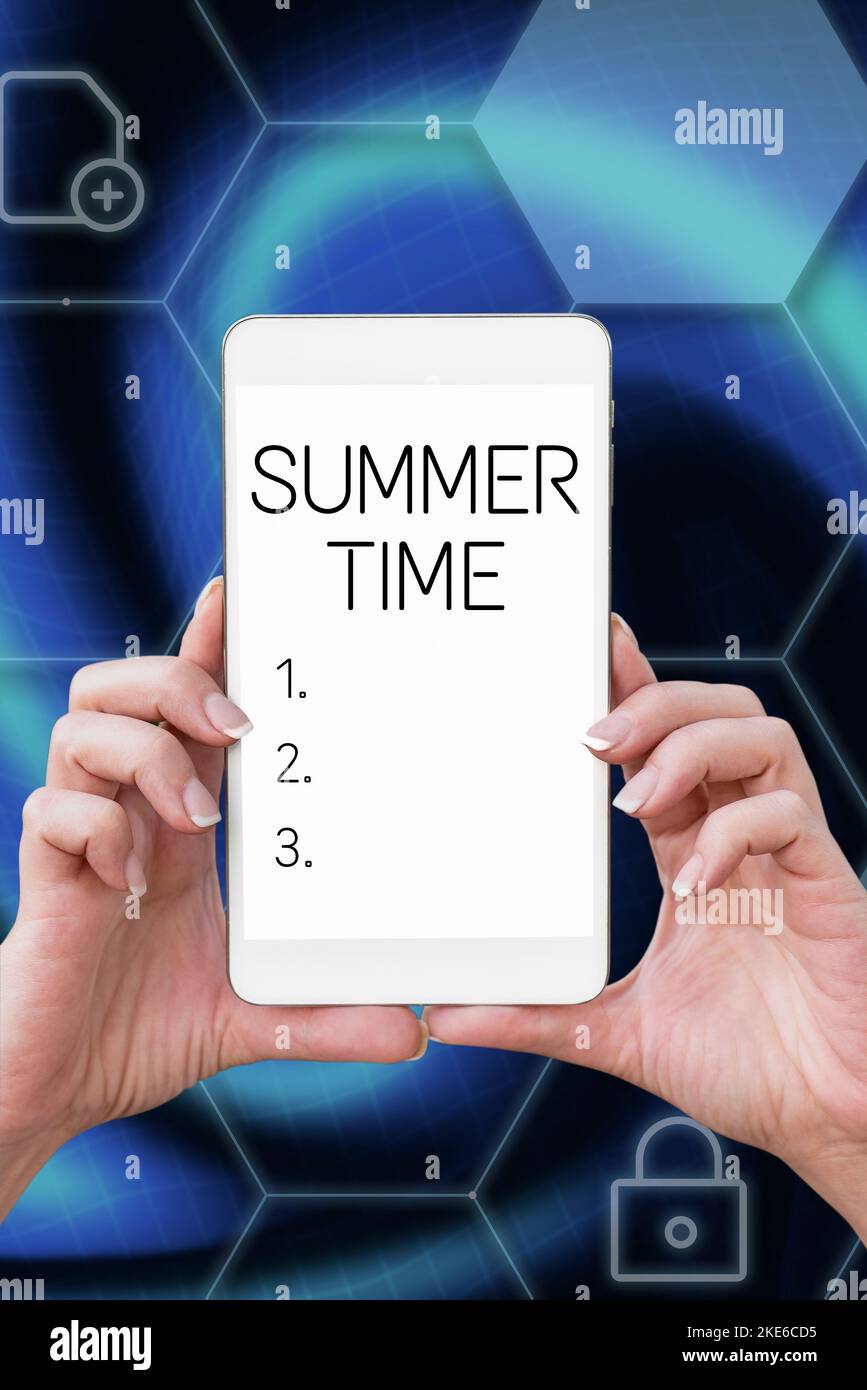 Sign displaying Summer Time. Conceptual photo the hottest season of the ...
