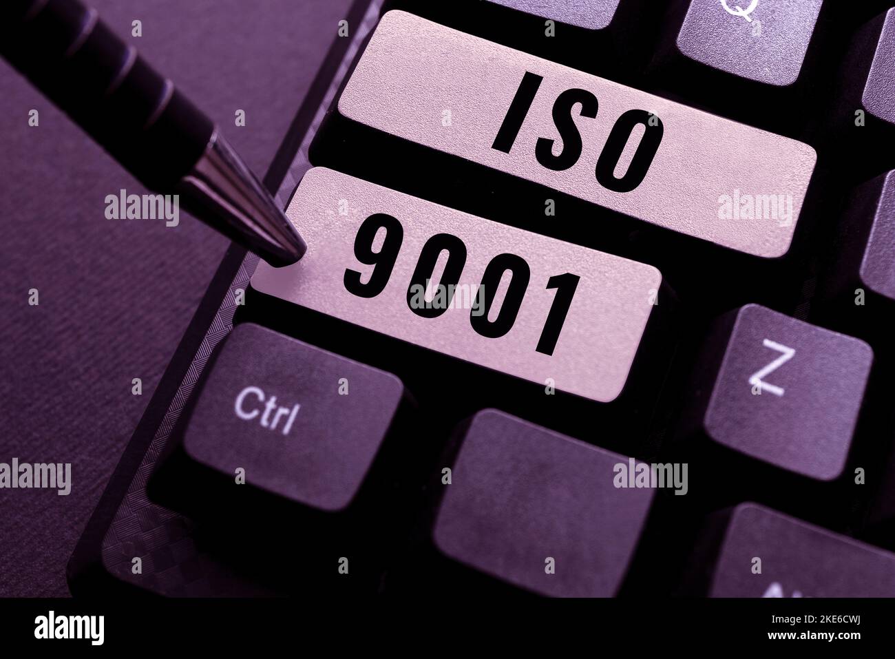 Hand writing sign Iso 9001. Internet Concept designed help ...