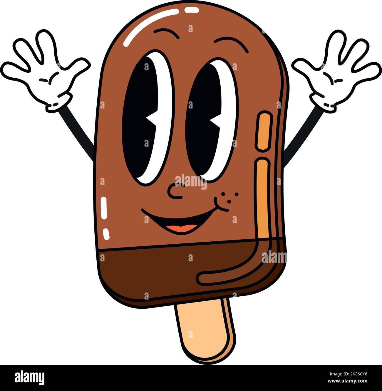 Isolated happy popsicle groovy traditional cartoon Vector Stock Vector ...