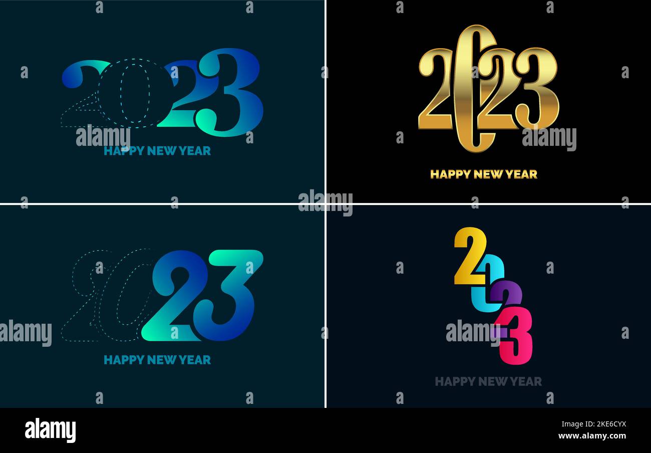 Happy New Year 2023 Text Design Pack For Brochure Design Template