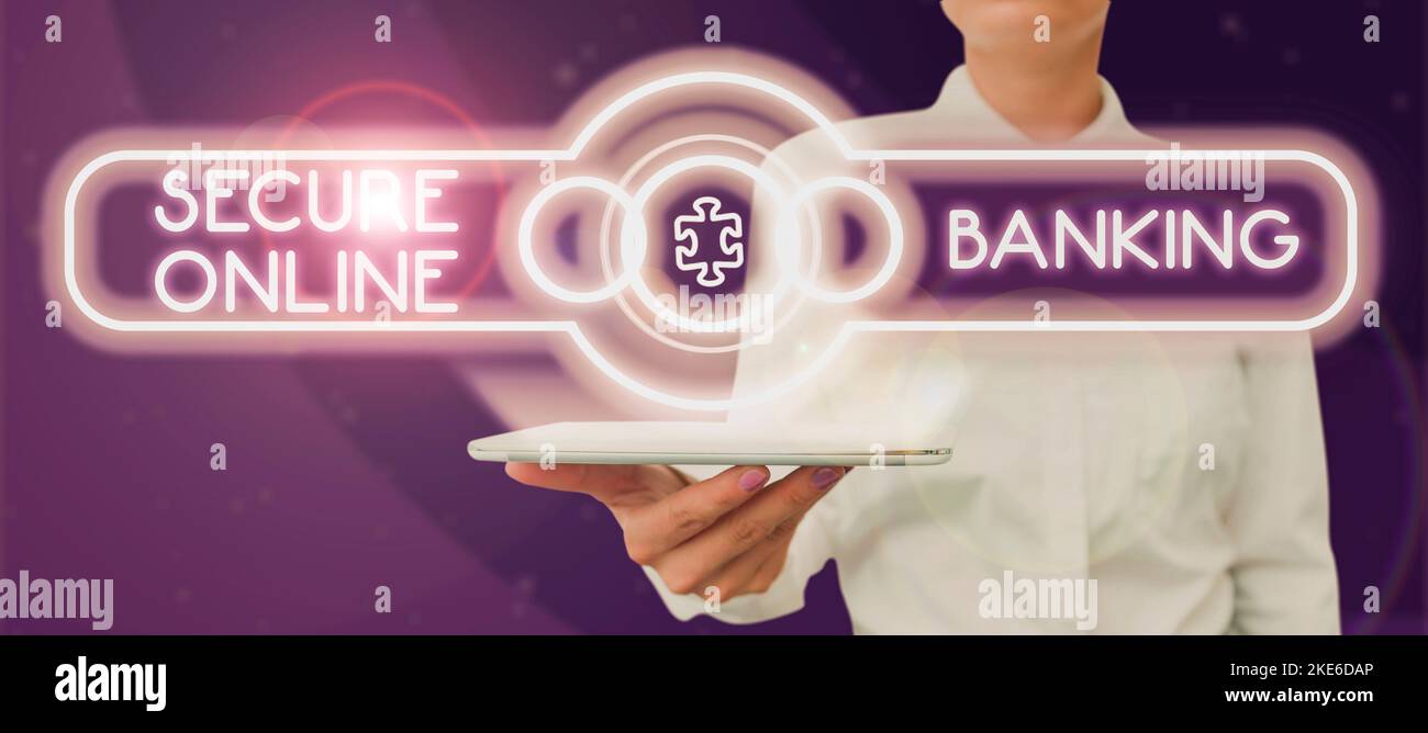 Hand writing sign Secure Online Banking. Business showcase protect ...